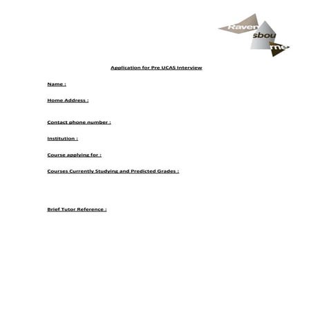 Application for pre ucas interview (Ravensbourne) | DOCX