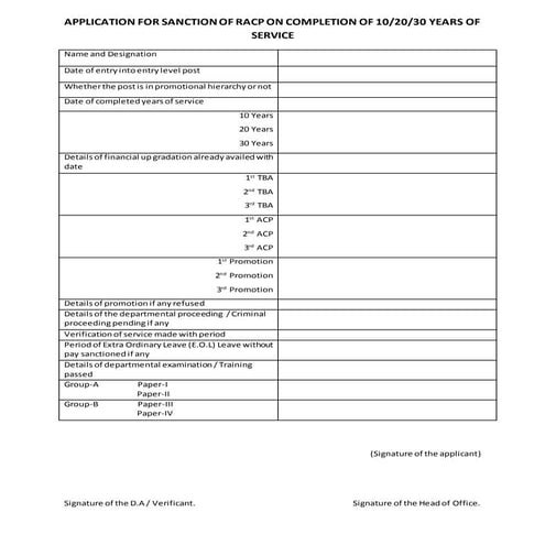 Application for sanction of racp on completion of 10 | DOCX