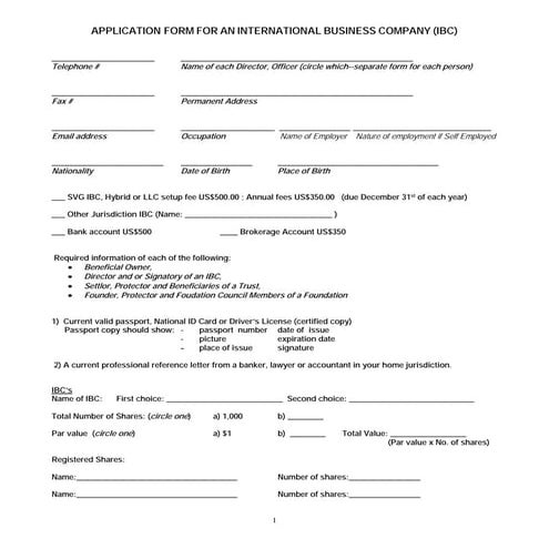 Application For The Formation of an IBC | PDF