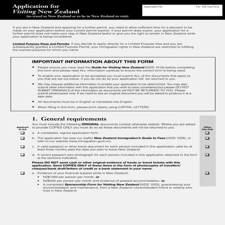 Application For Visiting New Zealand | PDF