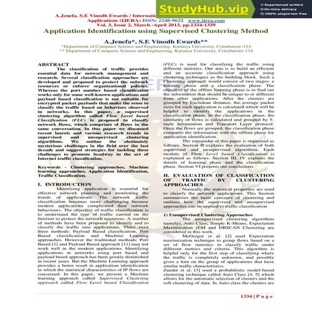 Application Identification Using Supervised Clustering Method | PDF