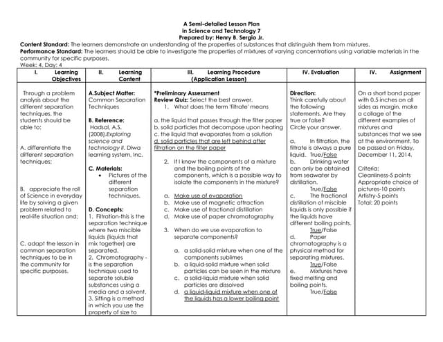 Semi-detailed lesson plan | DOCX