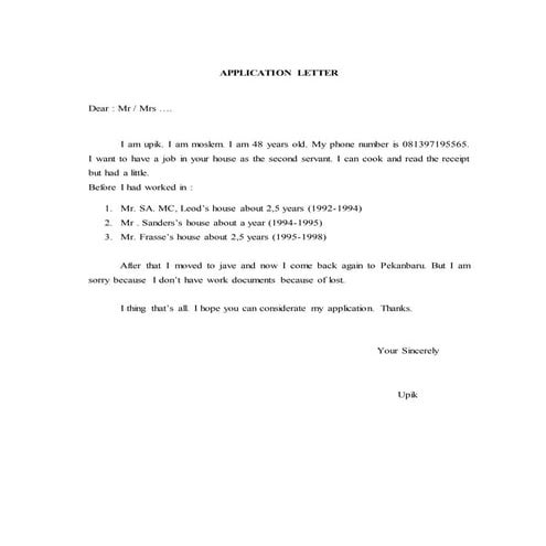 Application letter | DOCX