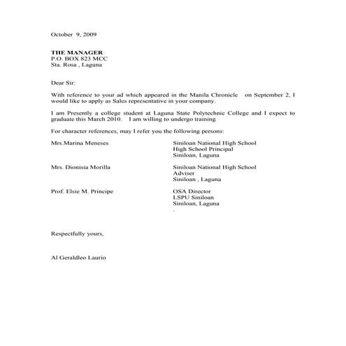 Application Letter ( Block Style ) | DOC