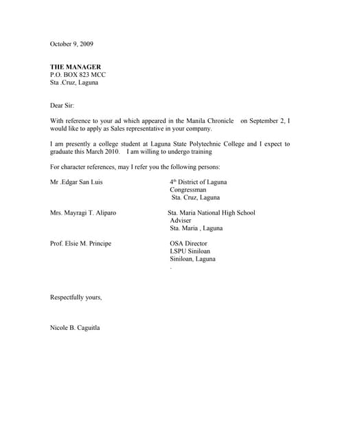 Application Letter (Modified Style) | PDF