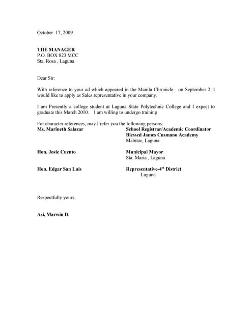 Application Letter (Modified Style) | PDF