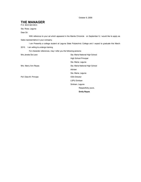 Application Letter (Semi Block Style ) | PDF