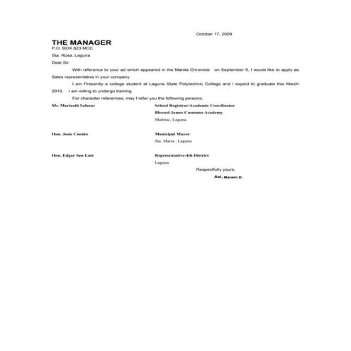 Application Letter (Modified Style) | DOC