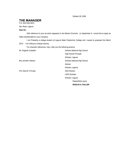 Application Letter (Semi Block Style ) | PDF