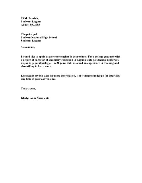 Teachers Application Letter | DOC