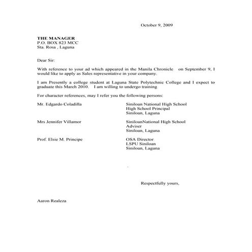 Application Letter (Semi Block Style ) | PDF