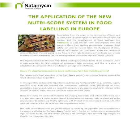 The application of the new nutri-score system in food labelling in europe | PDF