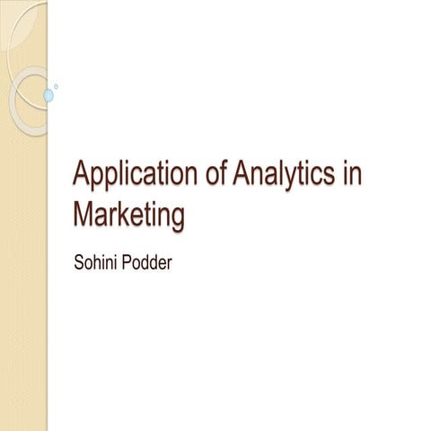 Application of Analytics in Marketing | PPT