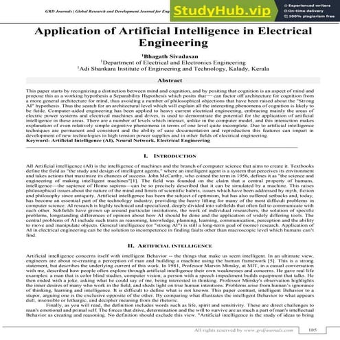 Application Of Artificial Intelligence In Electrical Engineering | PDF