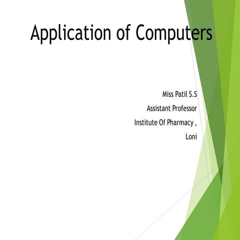 Application of Computers in Pharmacy | PPTX