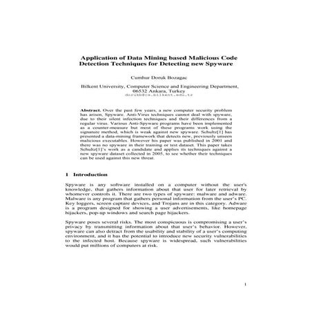 Application Of Data Mining Based Malicious Code Detection Techniques