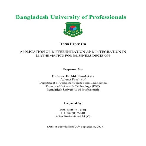 APPLICATION OF DIFFERENTIATION AND INTEGRATION IN MATHEMATICS FOR BUSINESS DECISION Term Paper.pdf