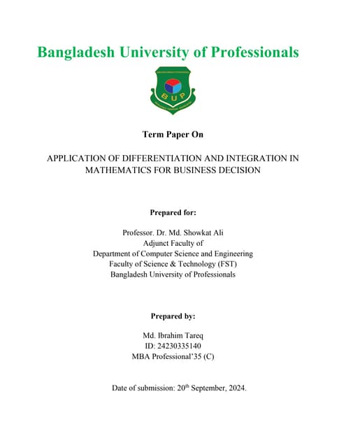 Application of Differentiation and integration in Business Mathematics.pdf