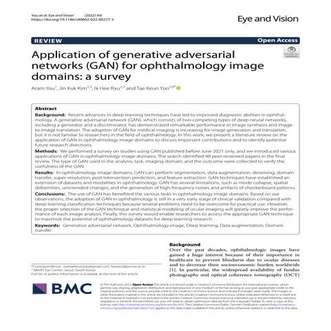 Application of generative adversarial networks (GAN) for ophthalmology image domains - a survey.pdf
