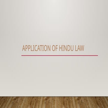 APPLICATION OF HINDU LAW in relation to the hindu marriage act | PPTX