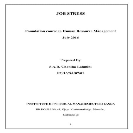 Job Stress | PDF