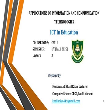 Application of ICT Lecture 3 ICT in Education.pdf