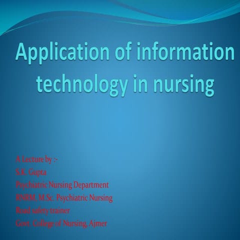 Application of information technology in nursing | PDF