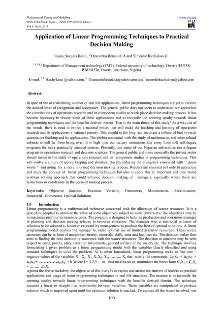 Linear Programming Module A Conceptual Framework Pdf