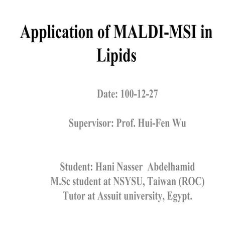 Application of maldi msi in lipid | PPT