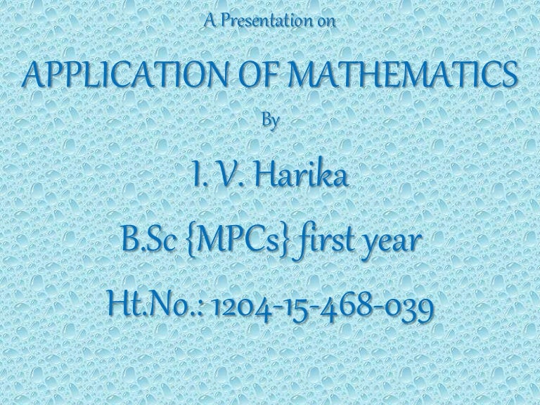 Application of mathematics