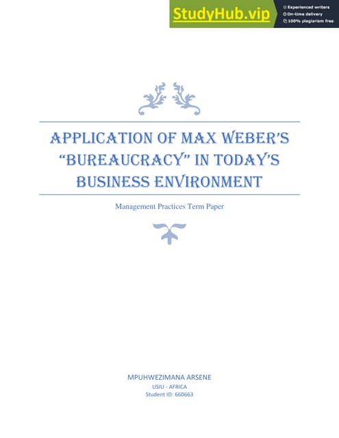 Max weber’s contributions to management thought | PPTX | Business ...