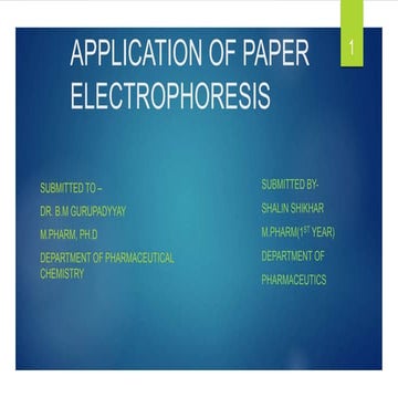 Application of paper electrophoresis | PPTX