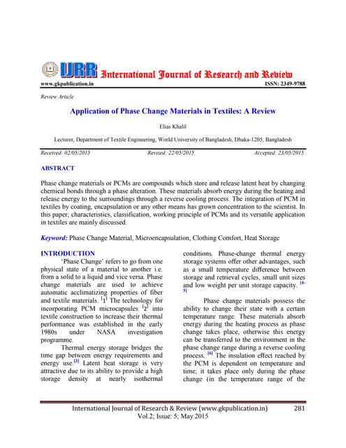 Phase Change Material (PCM) - Seminar.pptx | Physics | Science