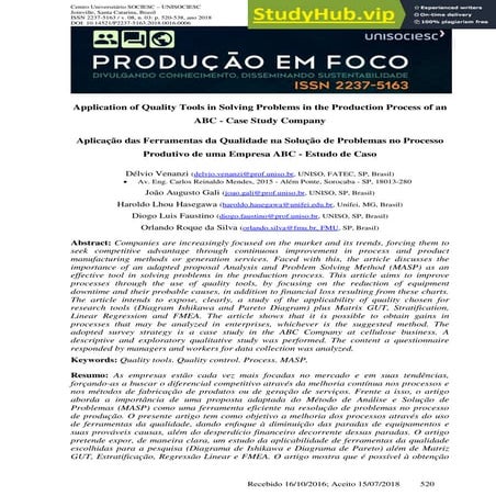 Application Of Quality Tools In Solving Problems In The Production