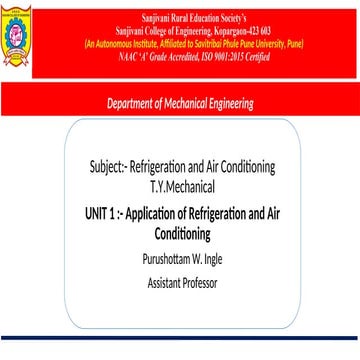 This PPT gives the information about the application of Refrigeration ...