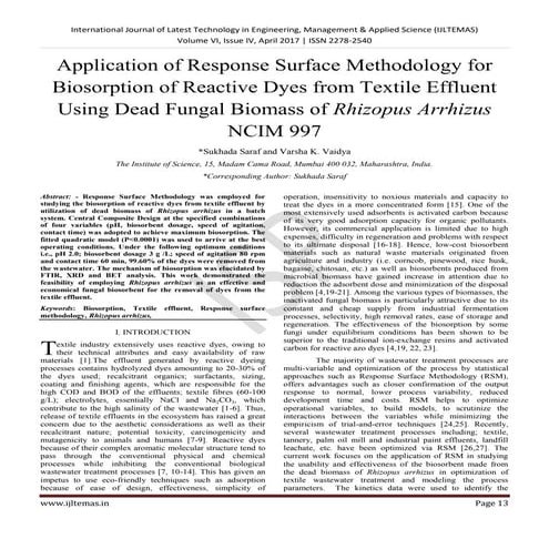 Application of response surface methodology for biosorption of reactive dyes from textile ...