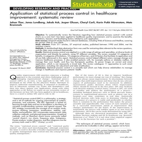 Statistical Process Control- Advanced Methods | PPTX