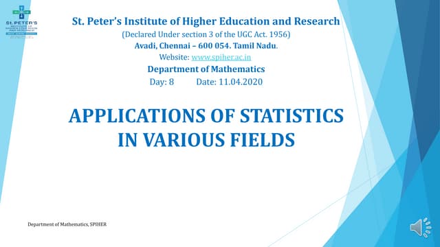 Application of statistics in cse | PPTX