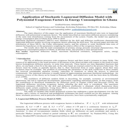 Application Of Stochastic Lognormal Diffusion Model With Pdf