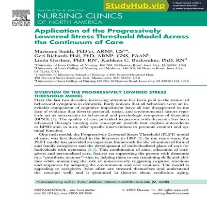 Application Of The Progressively Lowered Stress Threshold Model Across ...