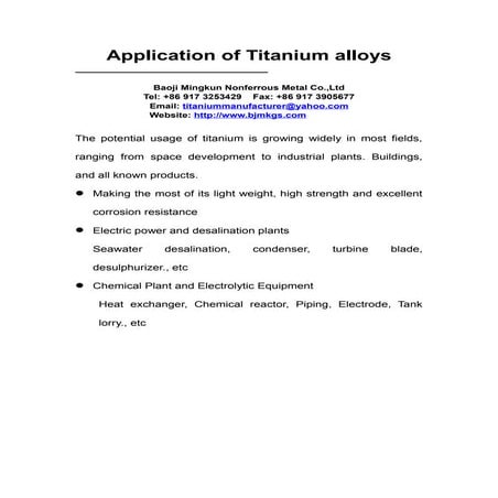 Application of titanium alloy | PDF
