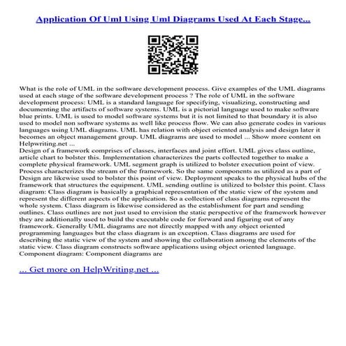Application Of Uml Using Uml Diagrams Used At Each Stage Pdf