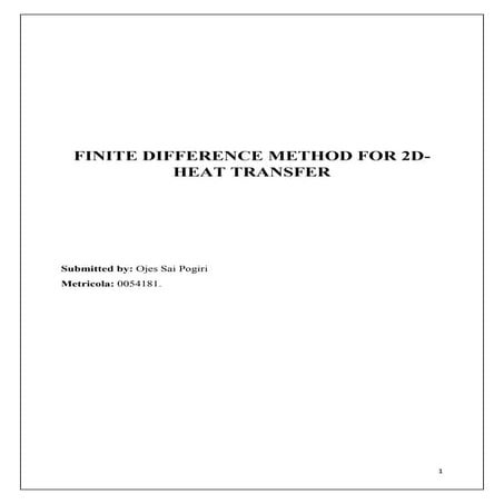 FINITE DIFFERENCE METHOD FOR 2D- HEAT TRANSFER | PDF