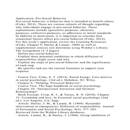 Application Pro-Social Behavior Pro-social behavior is behavior.docx