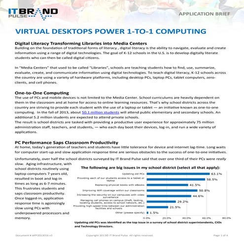 Application Report: Vritual Desktops Power One to One Computing | PDF