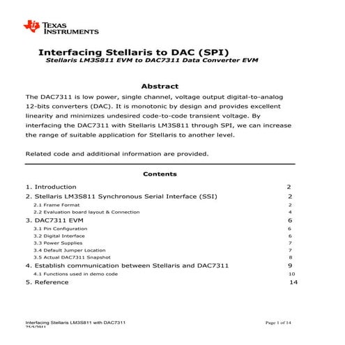 Application Report On Stellaris To DAC7311 (Spi) | PDF | Computer ...