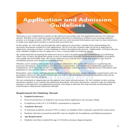 Applications, Admissions Guidelines for Study Abroad | PDF