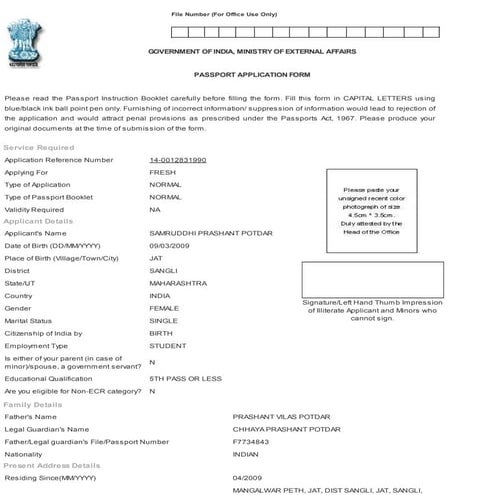 passportApplication samruddhi | PDF