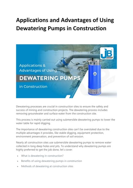 Dewatering Pump In Australia- cosmos pumps | PPT