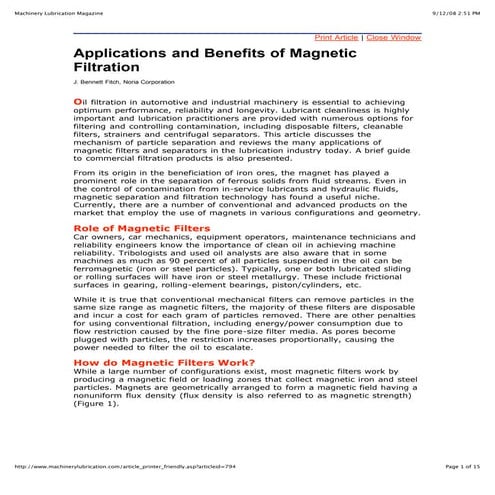 Applications & benefits of magnetic filtration | PDF